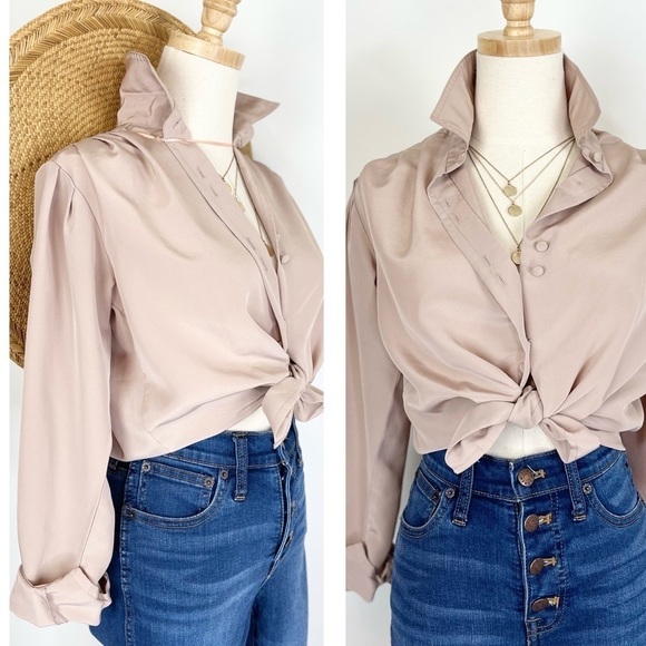 Chaus | Tops | Vintage Chaus Button Down Sheer Collar Pleated Blouse ...